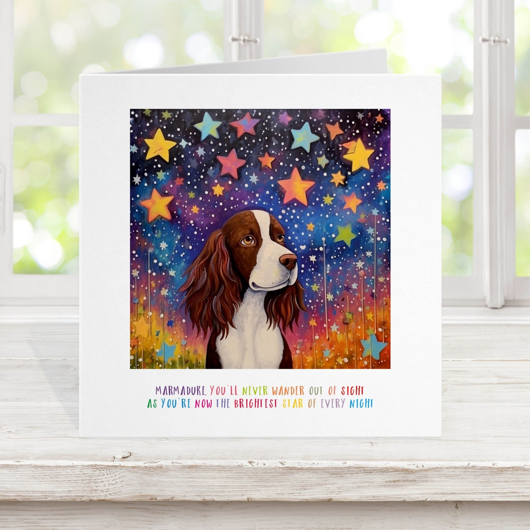 Springer Spaniel Dog Loss Memorial Card, Rainbow Bridge Pet Loss Card ...