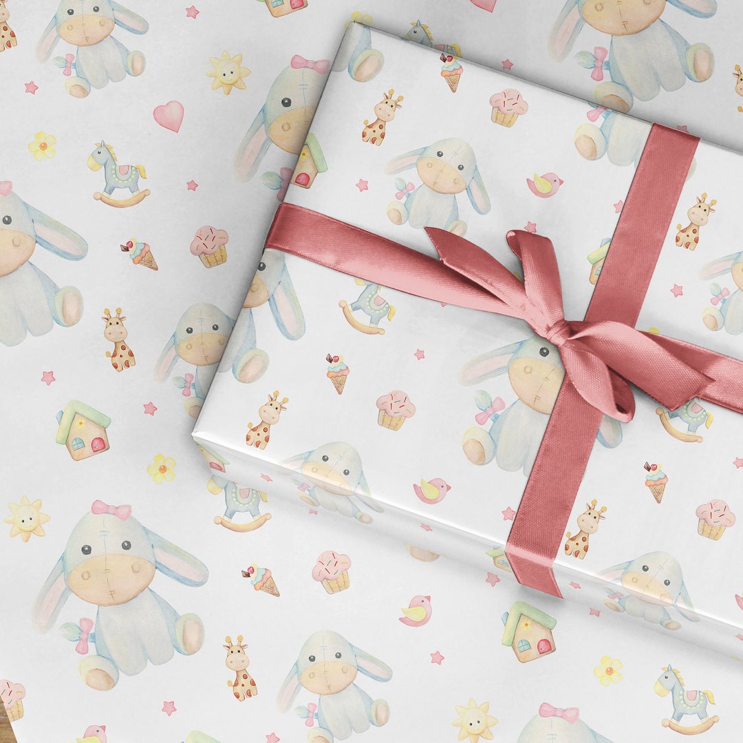 Wrapping Paper for New Baby Girl, Kids Birthday Paper, Congratulations ...