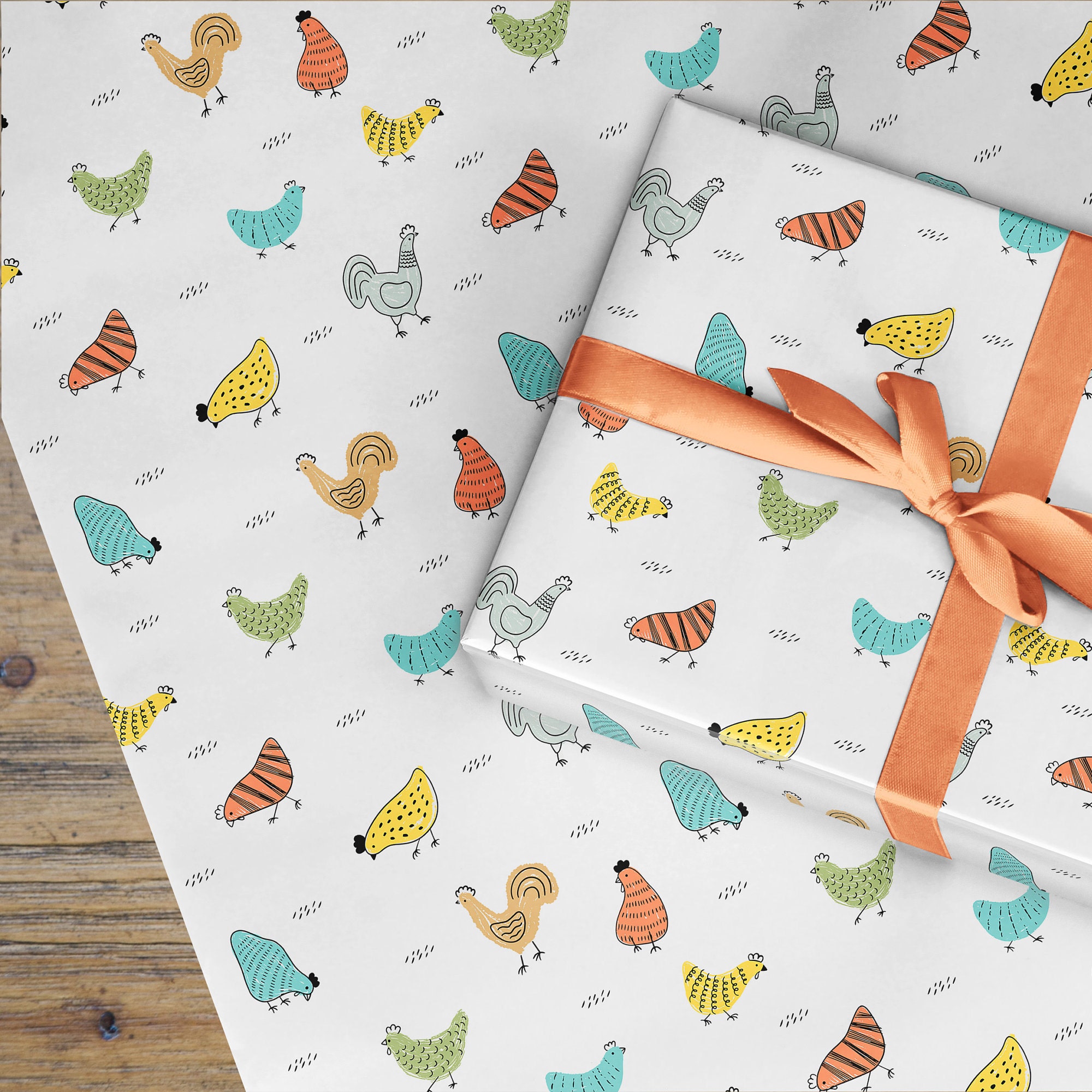 Red Chicken Gift Wrap Sheet Chicken Wrapping Paper | Etsy