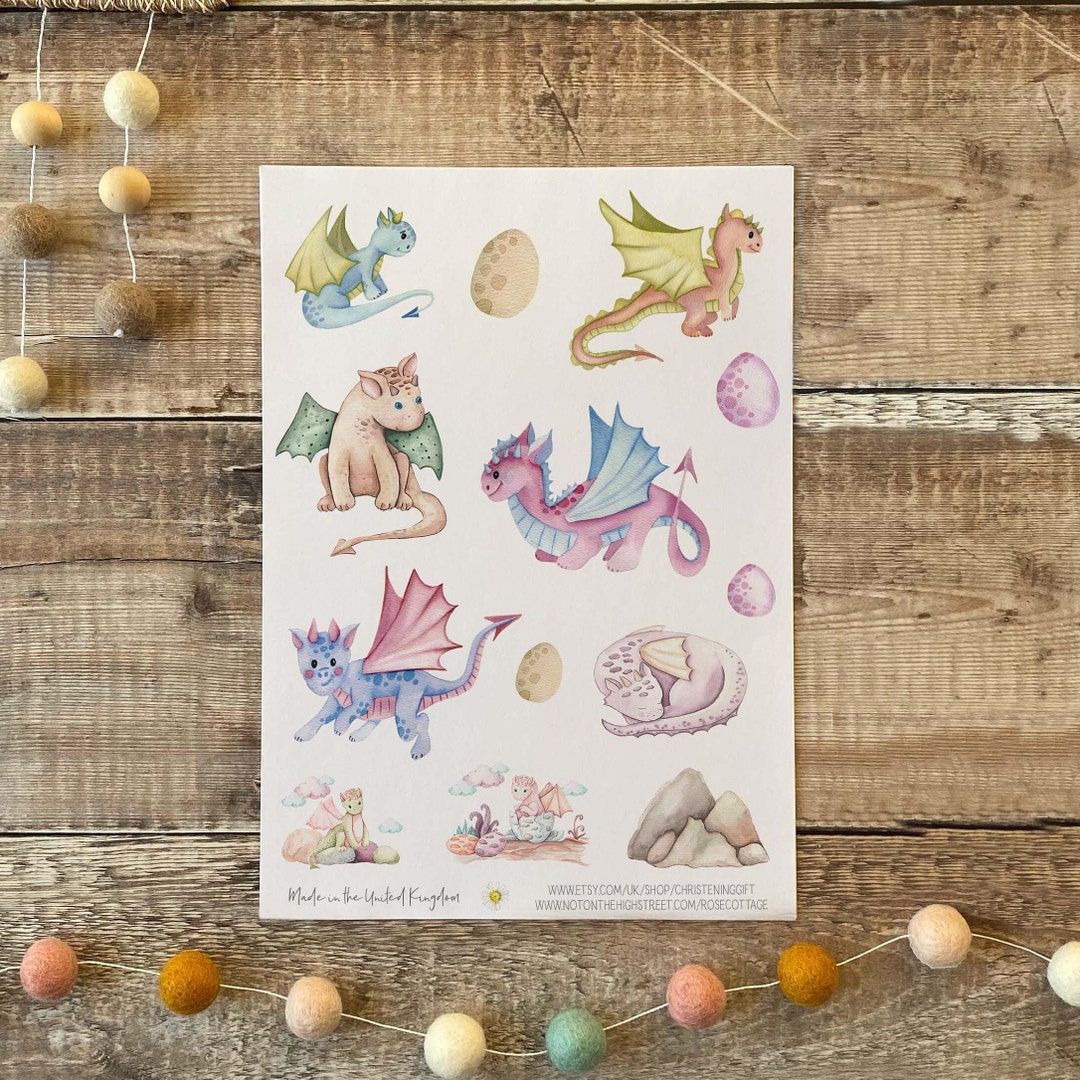 Sticker Sheet - Dragons Mythical, Aesthetic Journal Planner Scrapbook ...