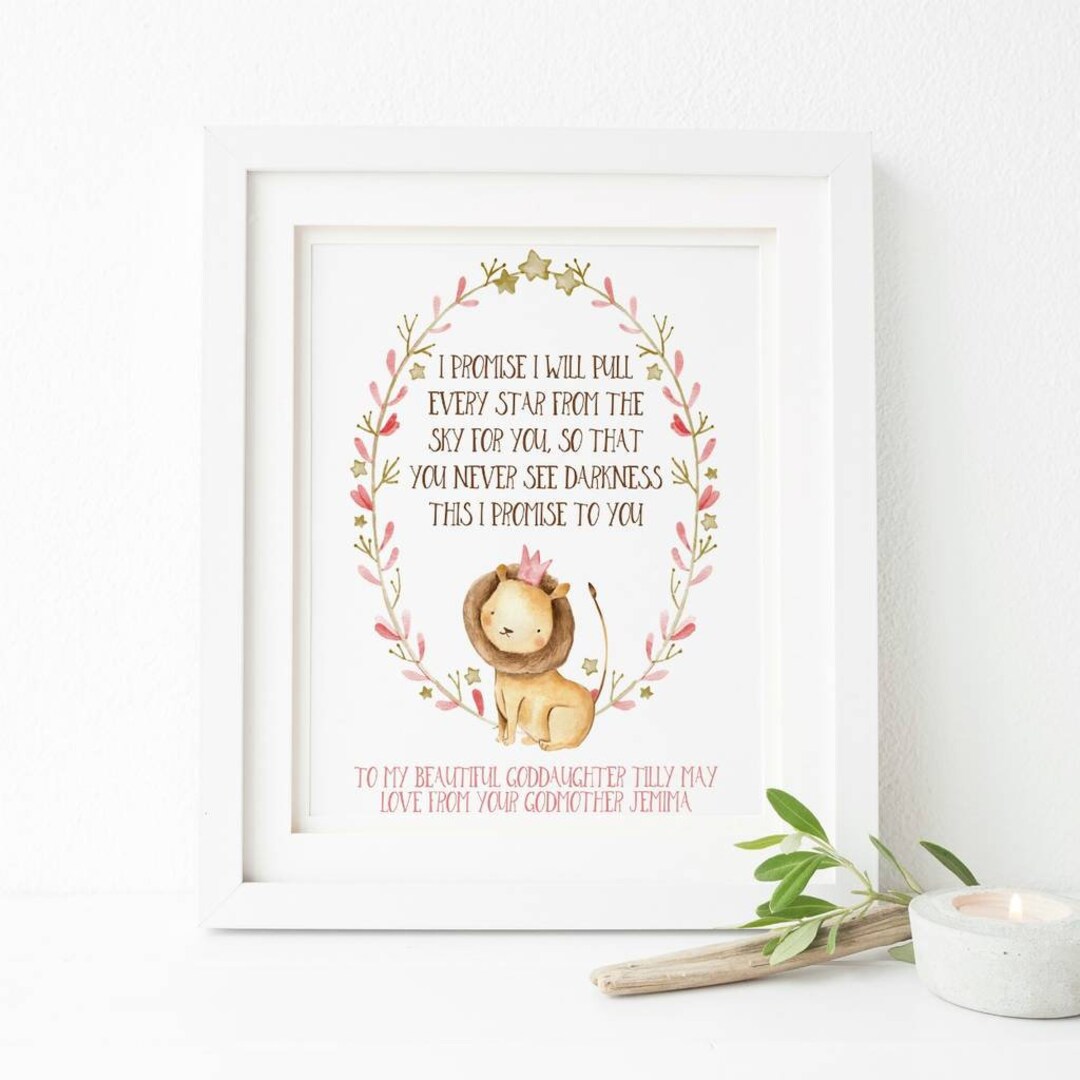 I Promise, Baptism Gift Print or New Baby Gift, From Your Godparent ...