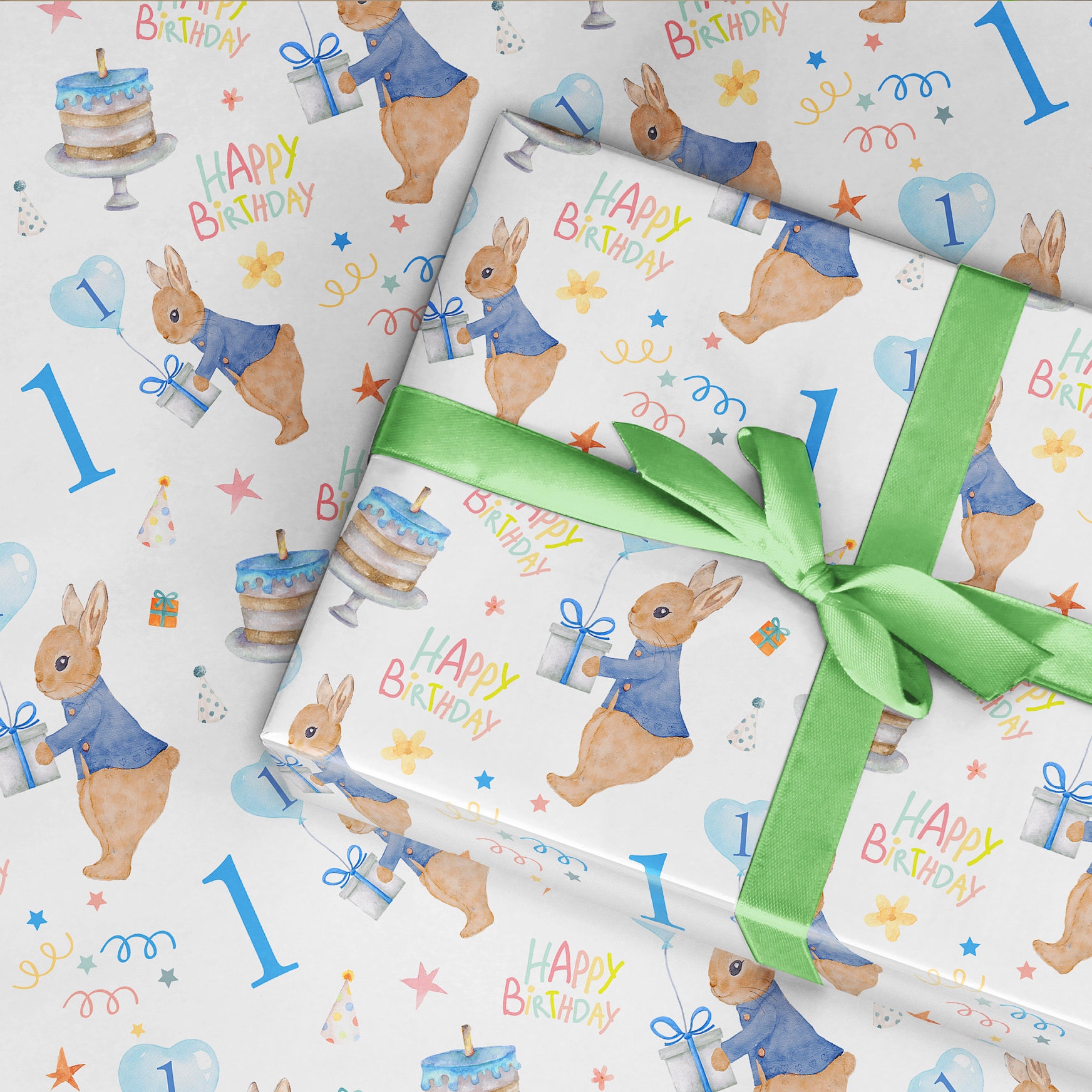 1st Birthday Wrapping Paper Roll by the Meter Roll Kids - Etsy