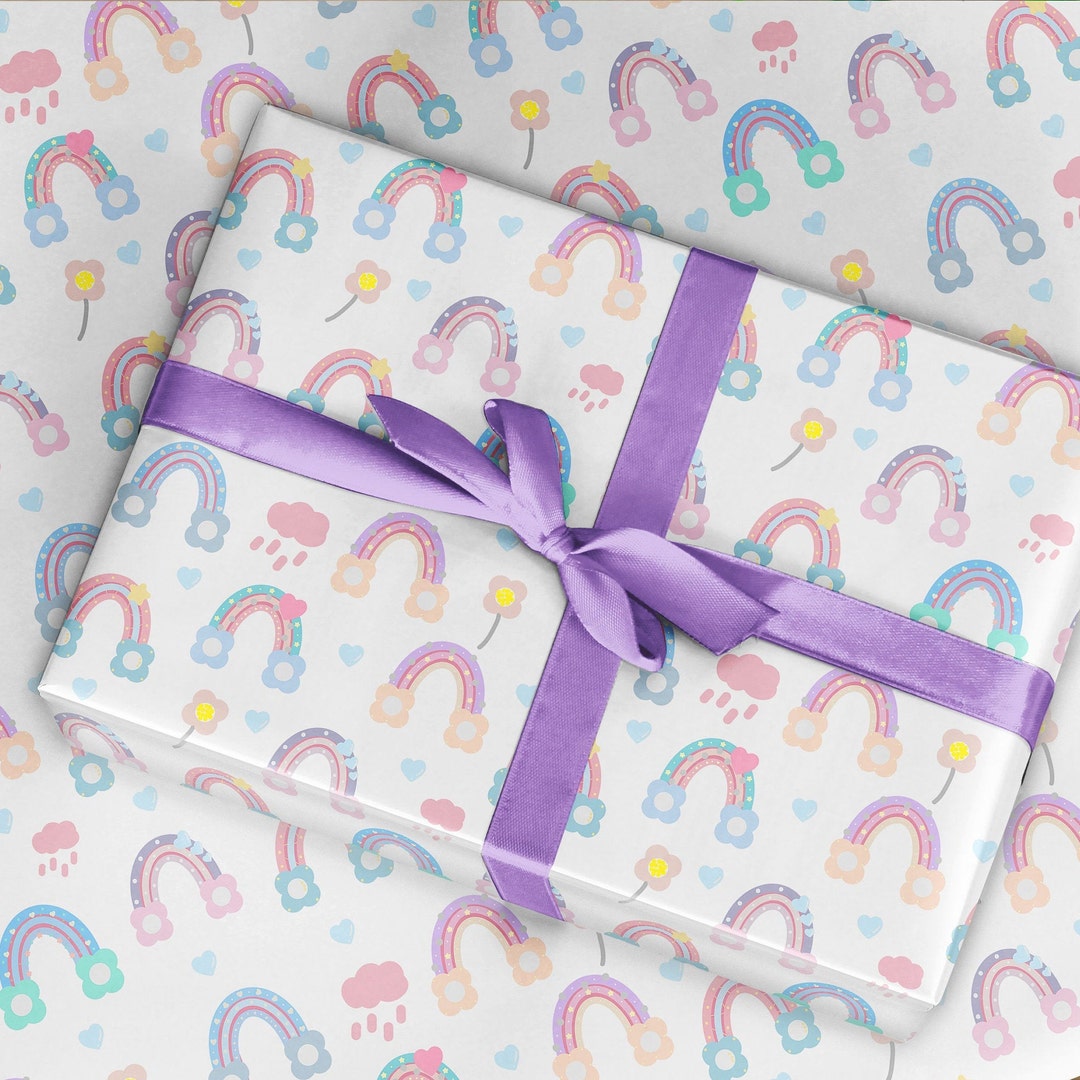 Rainbow Wrapping Paper, Rainbow Gift Wrap, Rainbow Decor Drawer Liner ...