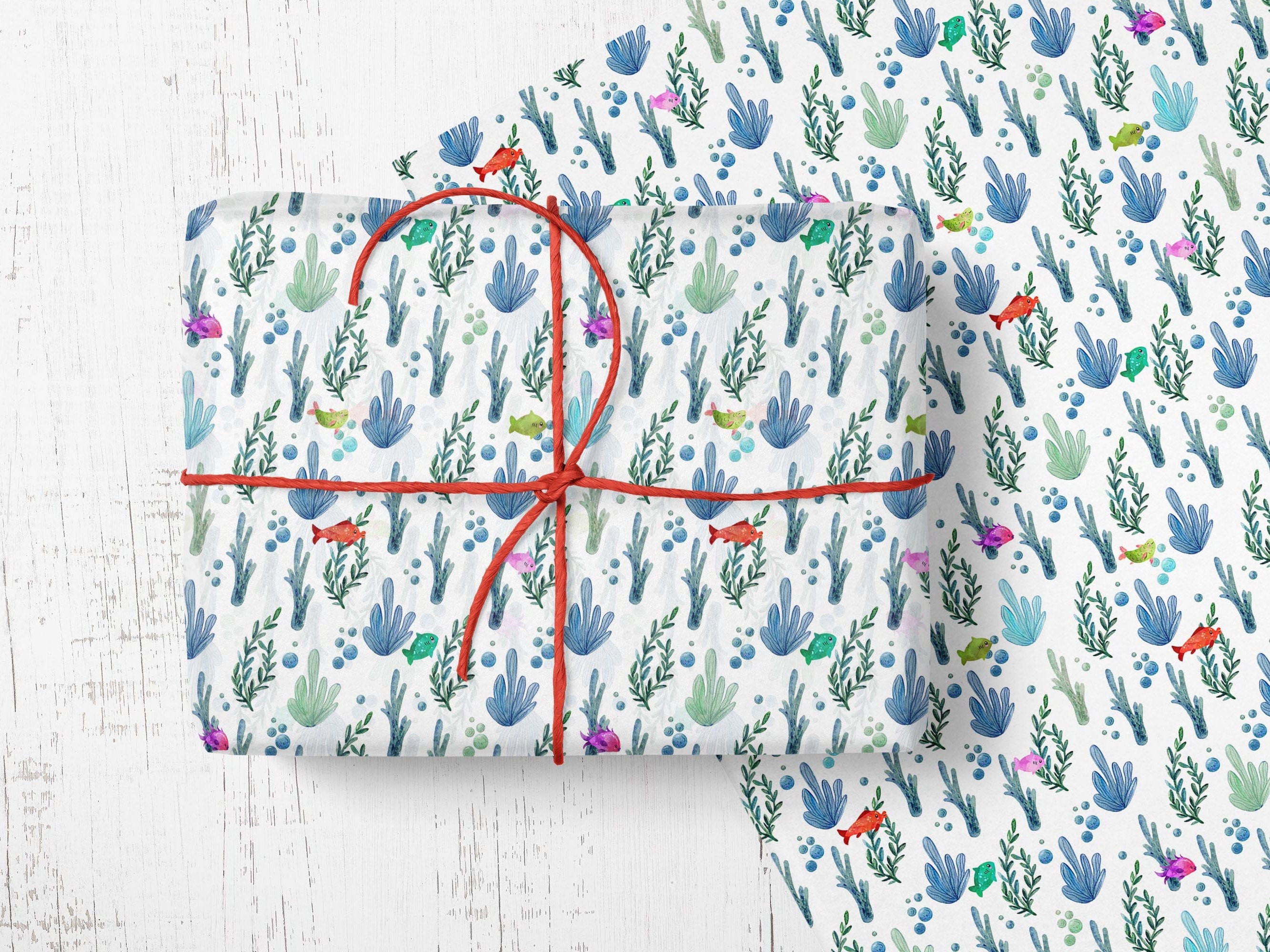 Coral Reef Fish Wrapping Paper Under the Sea Theme Wrapping | Etsy