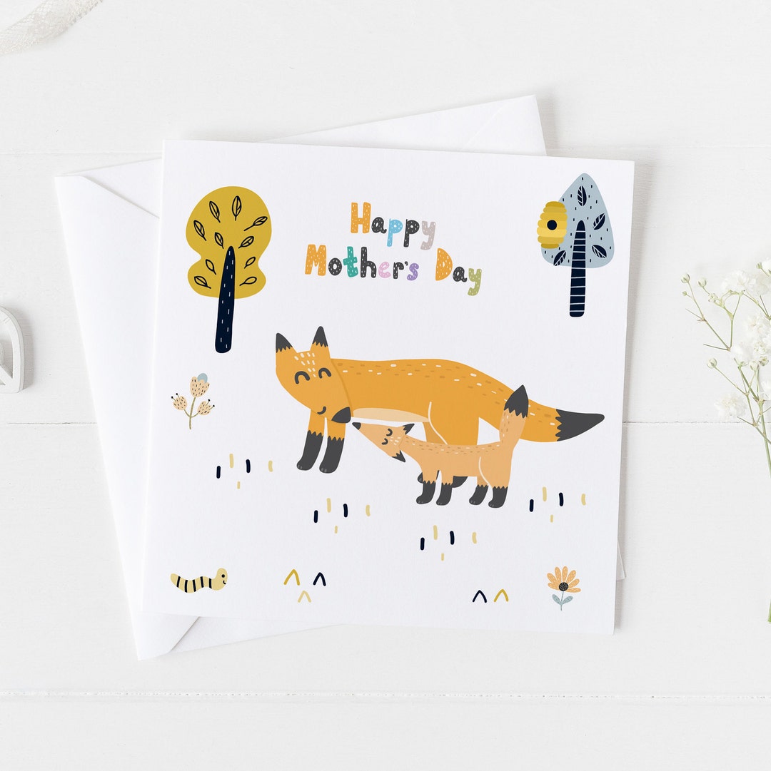Mother's Day Card, Fox and Baby, Mini Me Card, Happy Mothers Day, Happy ...