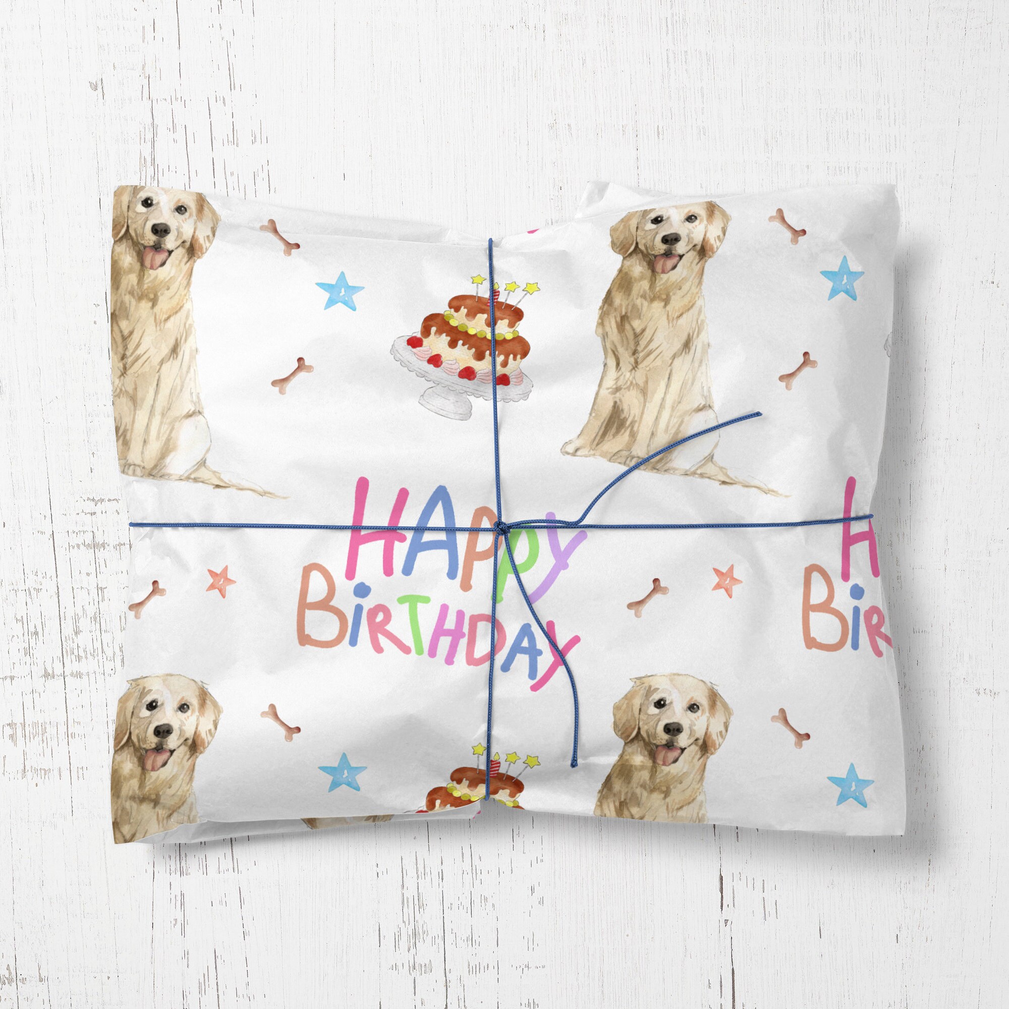 Golden Retriever Birthday Wrapping Paper Goldie Dog Birthday - Etsy