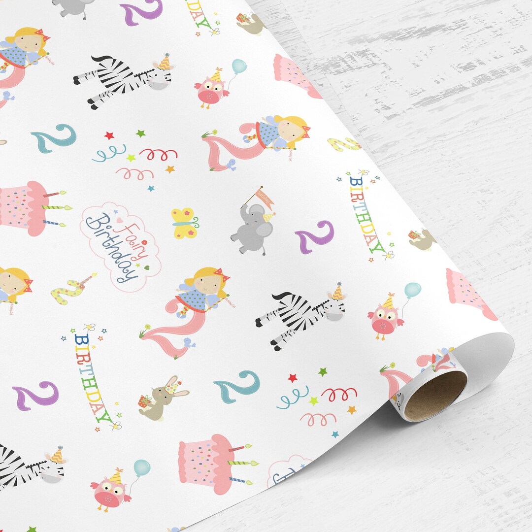 Kids Wrapping Paper Roll, 2nd Birthday Wrapping Paper Roll, Second ...