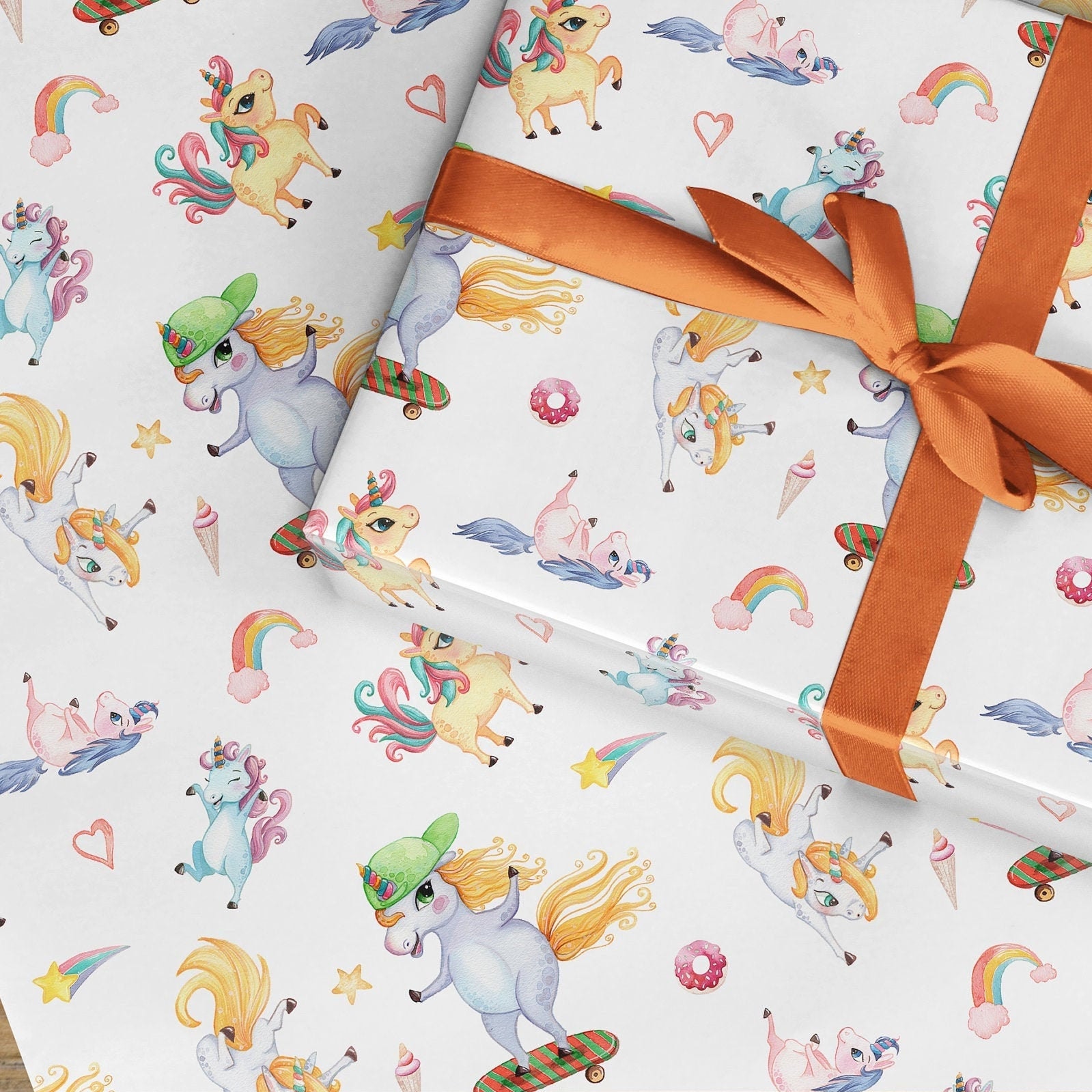 Wrapping Paper Roll Skateboard Unicorn Luxury Teenage Gift - Etsy