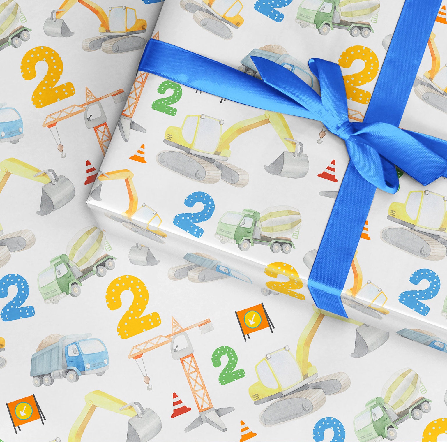 3rd Birthday Wrapping Paper Builder Construction Crane Digger - Etsy UK
