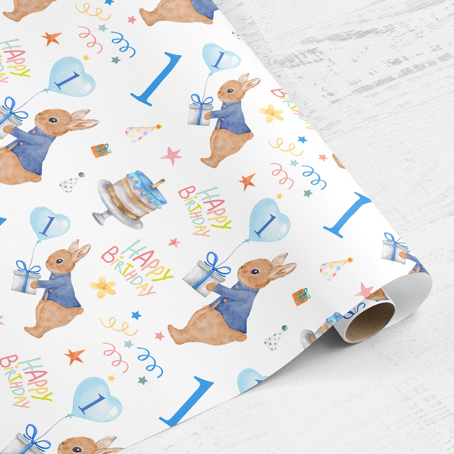 1st-birthday-wrapping-paper-roll-by-the-meter-roll-kids-etsy