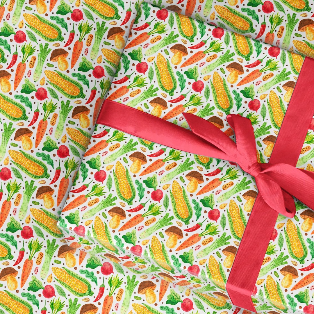 Vegetable Garden Wrapping Paper: Corn, Carrots, Radishes - Etsy UK