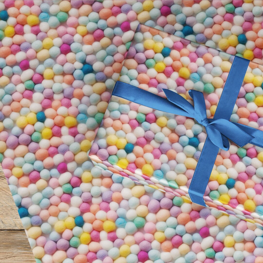 Felt Balls Wrapping Paper, Unusual Novelty Gift Wrap Paper, Fun 3d ...