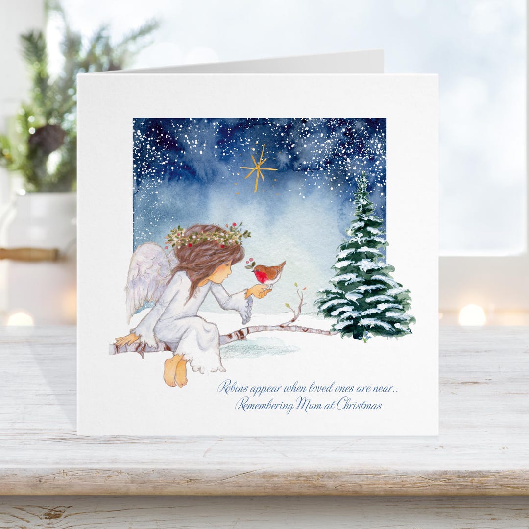 Robin Memorial Christmas Card: Watercolor Sympathy Xmas Card - Etsy UK