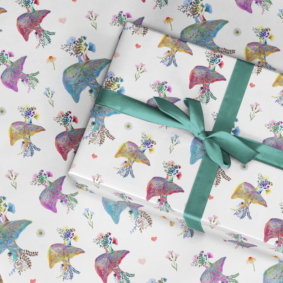 Floral Liver Wrapping Paper: Organ Donation Gift Wrap - Etsy