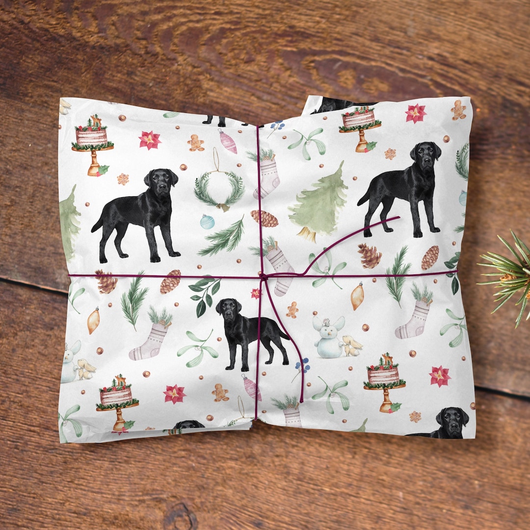 Labrador Christmas Wrapping Paper Roll, Black Lab Christmas Gift Wrap ...