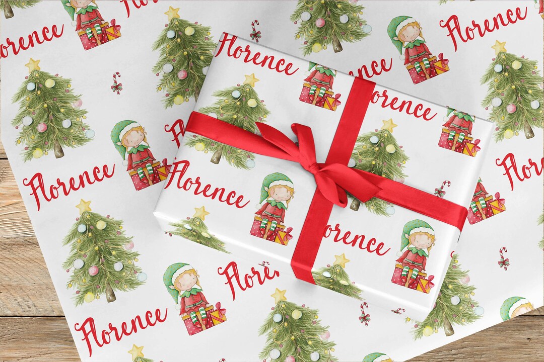 Christmas Personalised Wrapping Paper UK Roll or Folded, Santa's Elf ...