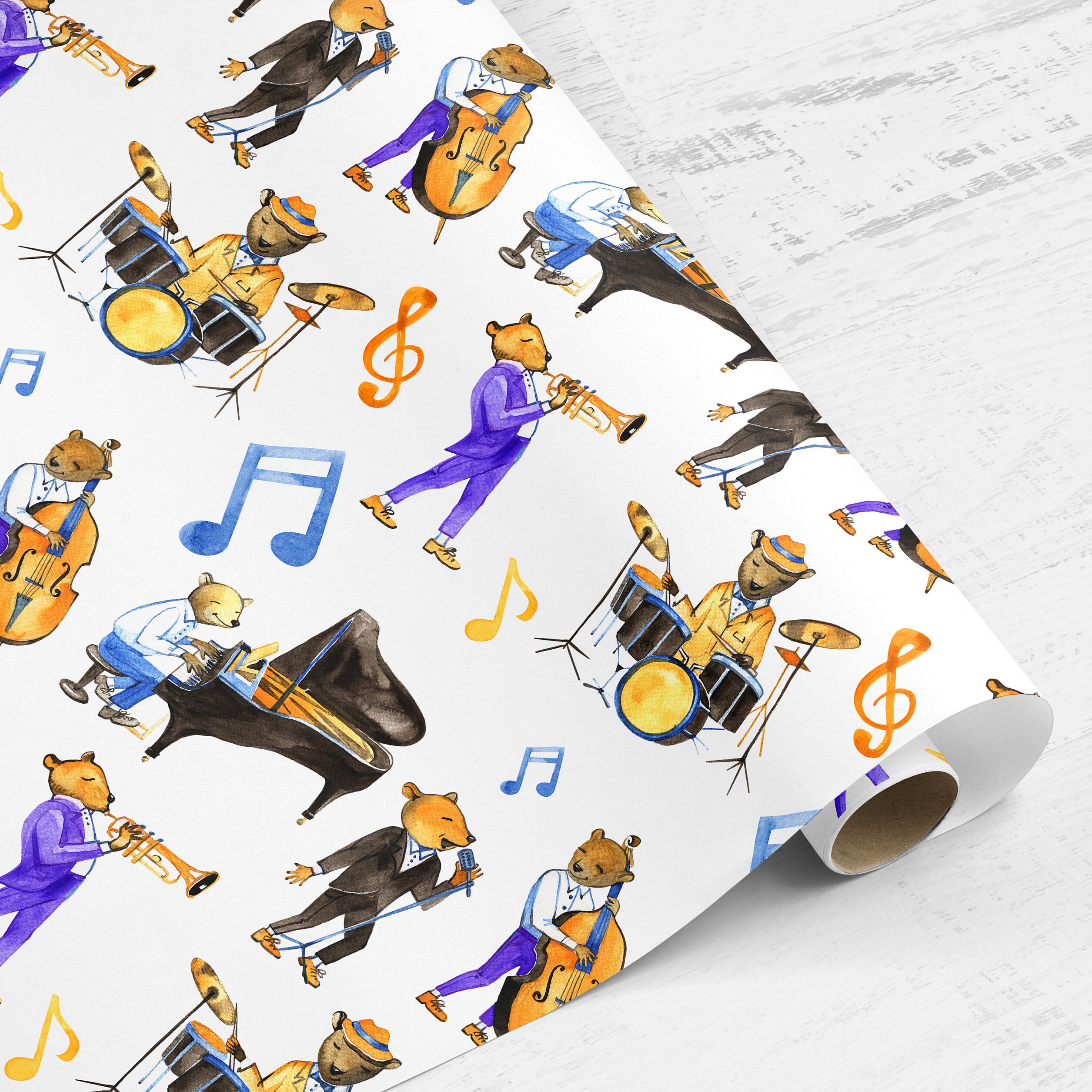 Jazz wrapping paper Fathers day wrapping paper music | Etsy