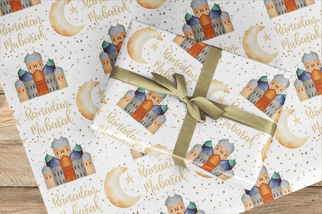 Eid Ramadan Mubarak Wrapping Paper Roll: Islamic Celebration Gift Wrap ...