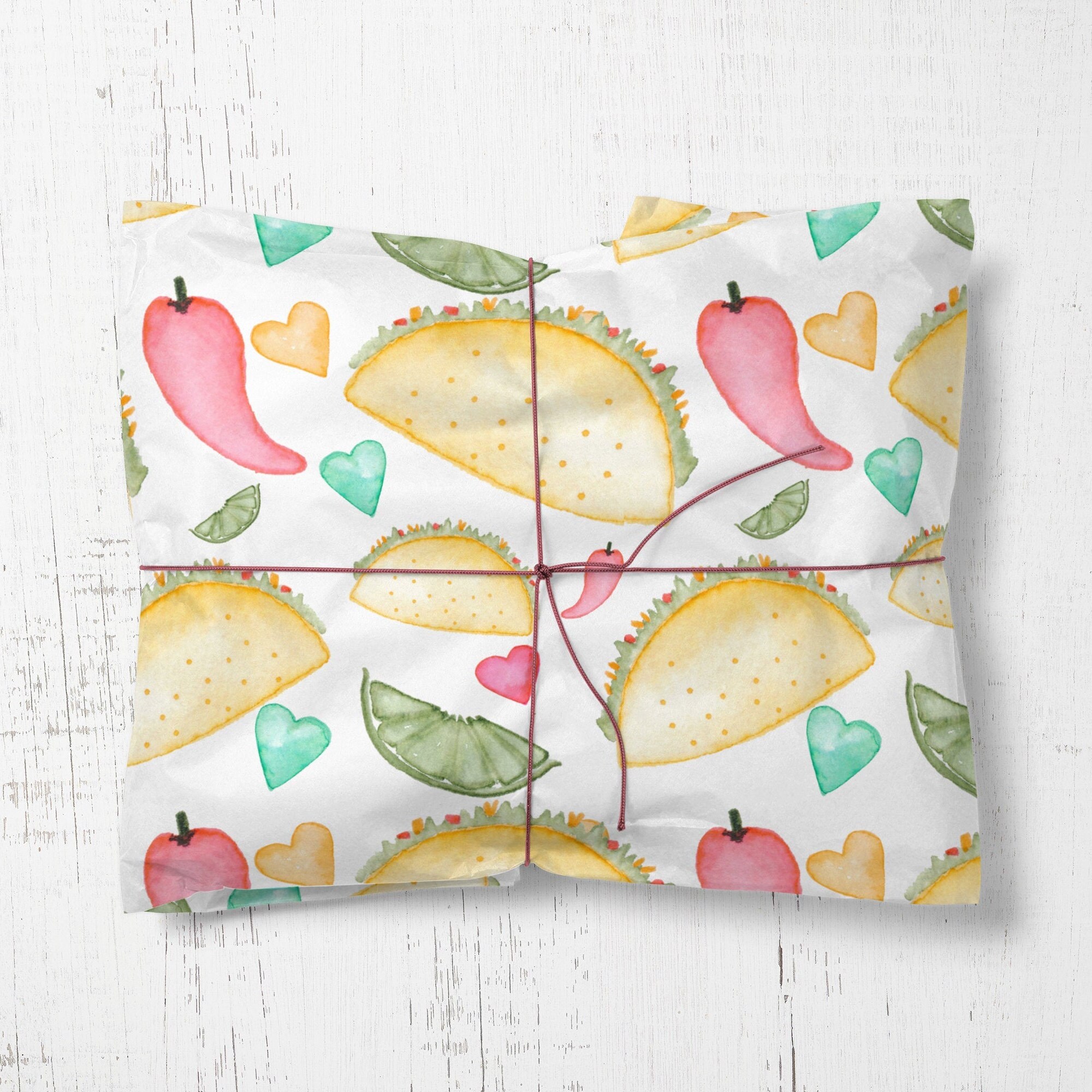 Taco Wrapping Paper Roll Mexican Wrapping Paper Food - Etsy