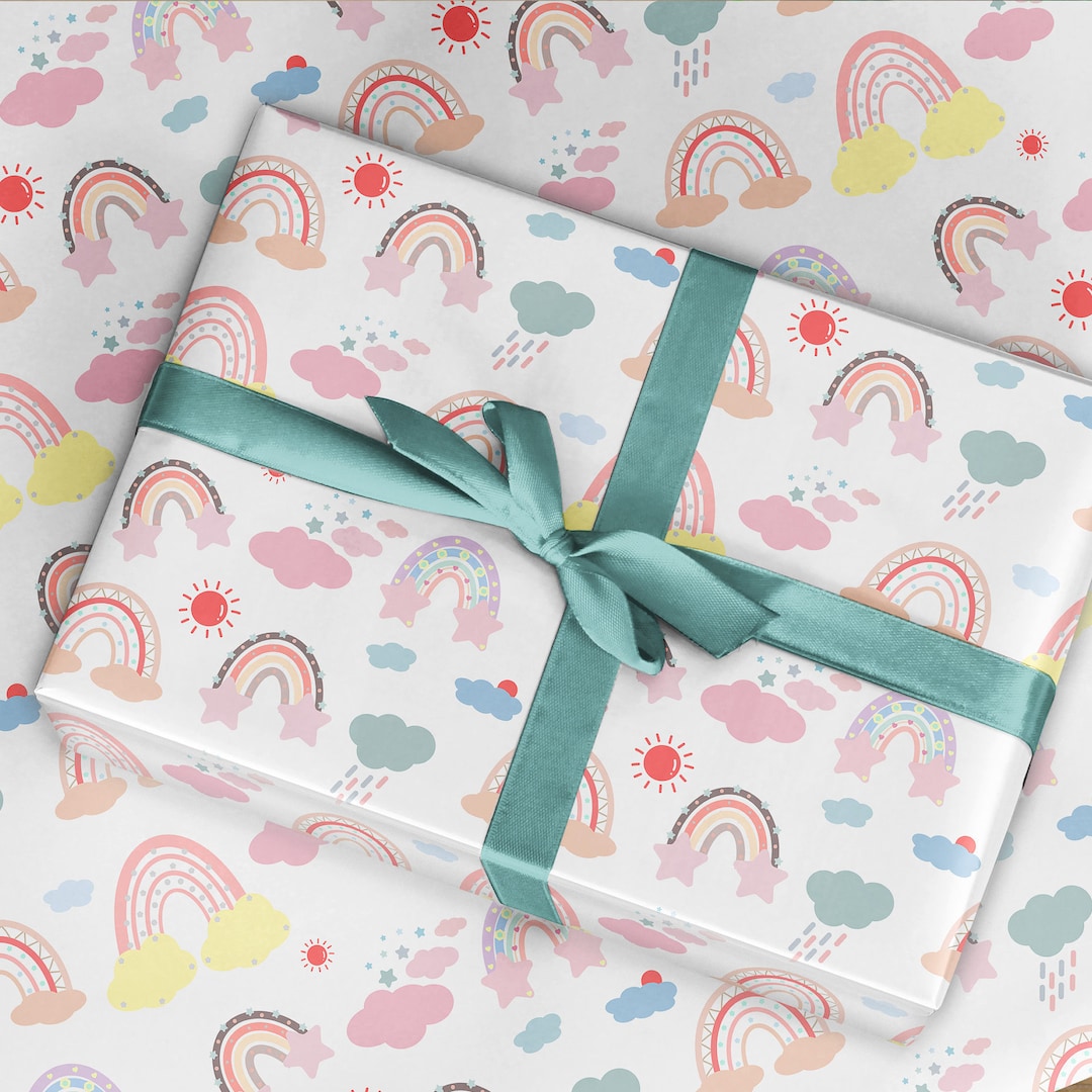 Rainbow Wrapping Paper, Girl's Birthday Gift Wrap - Etsy