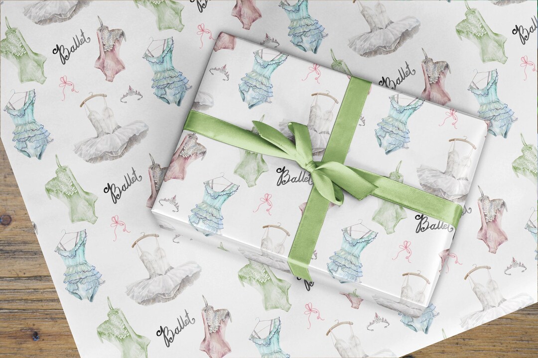 Ballet Wrapping Paper Roll: Watercolor Ballerina Tutu Design - Etsy
