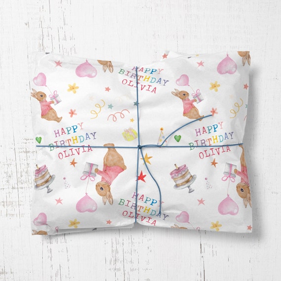 Kids Personalised Birthday Girl Wrapping paper Any age Any | Etsy
