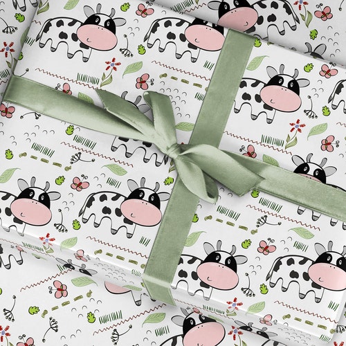 Cow Christmas Wrapping Paper Cow Gift Wrap. Christmas - Etsy