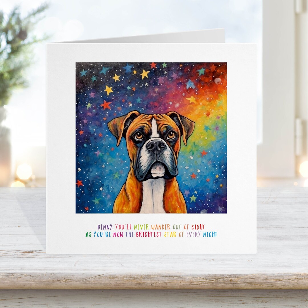 Boxer Dog Loss Memorial Card, Rainbow Bridge Pet Loss Card Animal ...