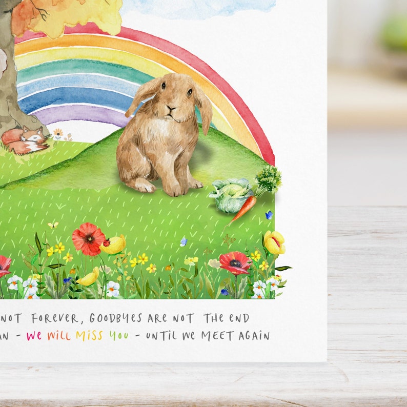 Rabbit Loss Memorial Card Rainbow Bridge Pet Loss Card Animal - Etsy