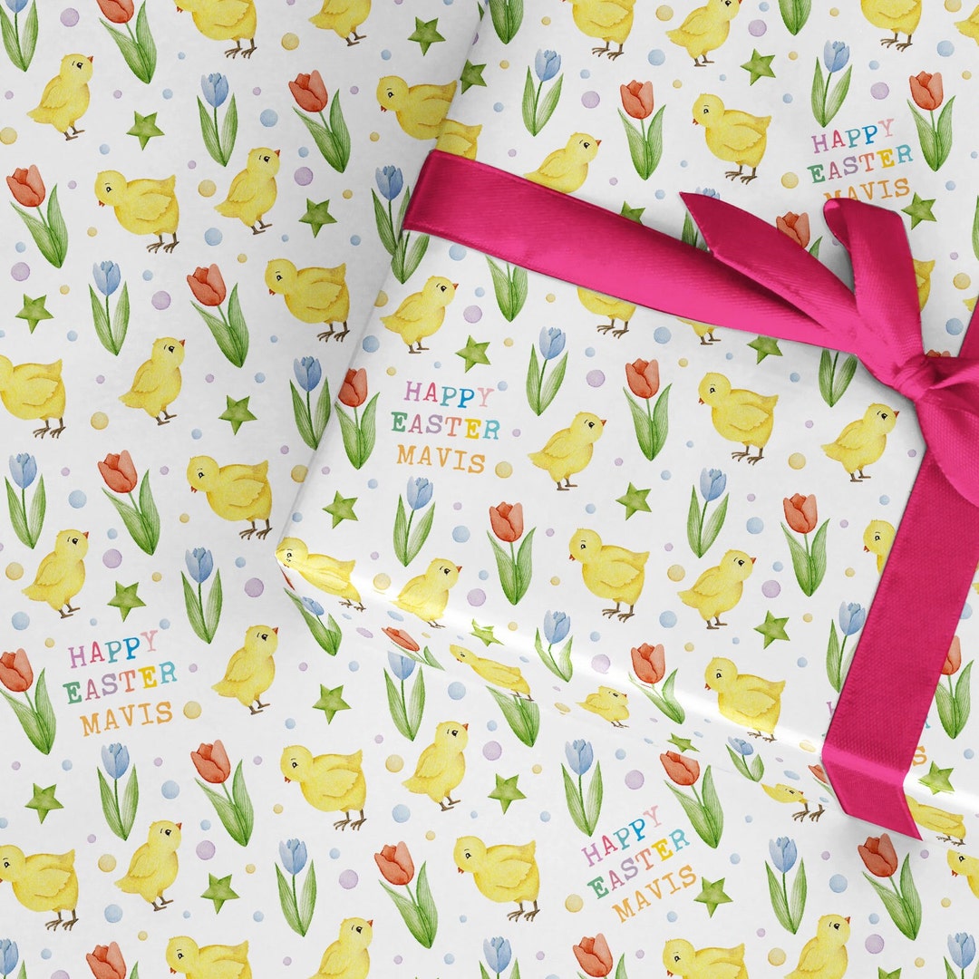 Personalised Easter Wrapping Paper Roll, Baby Chicken Gift Wrap, Easter ...