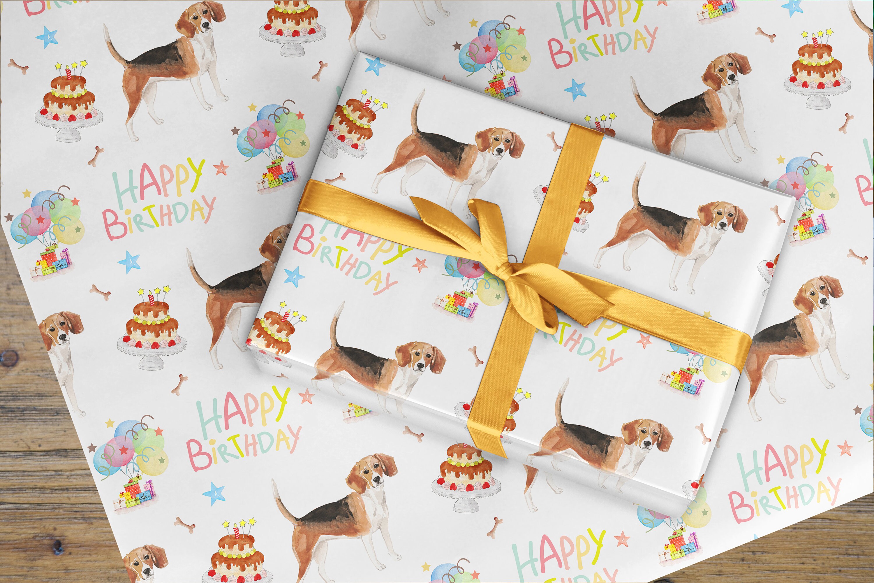 Beagle Birthday Wrapping Paper Roll: Dog Party Gift Wrap - Etsy UK