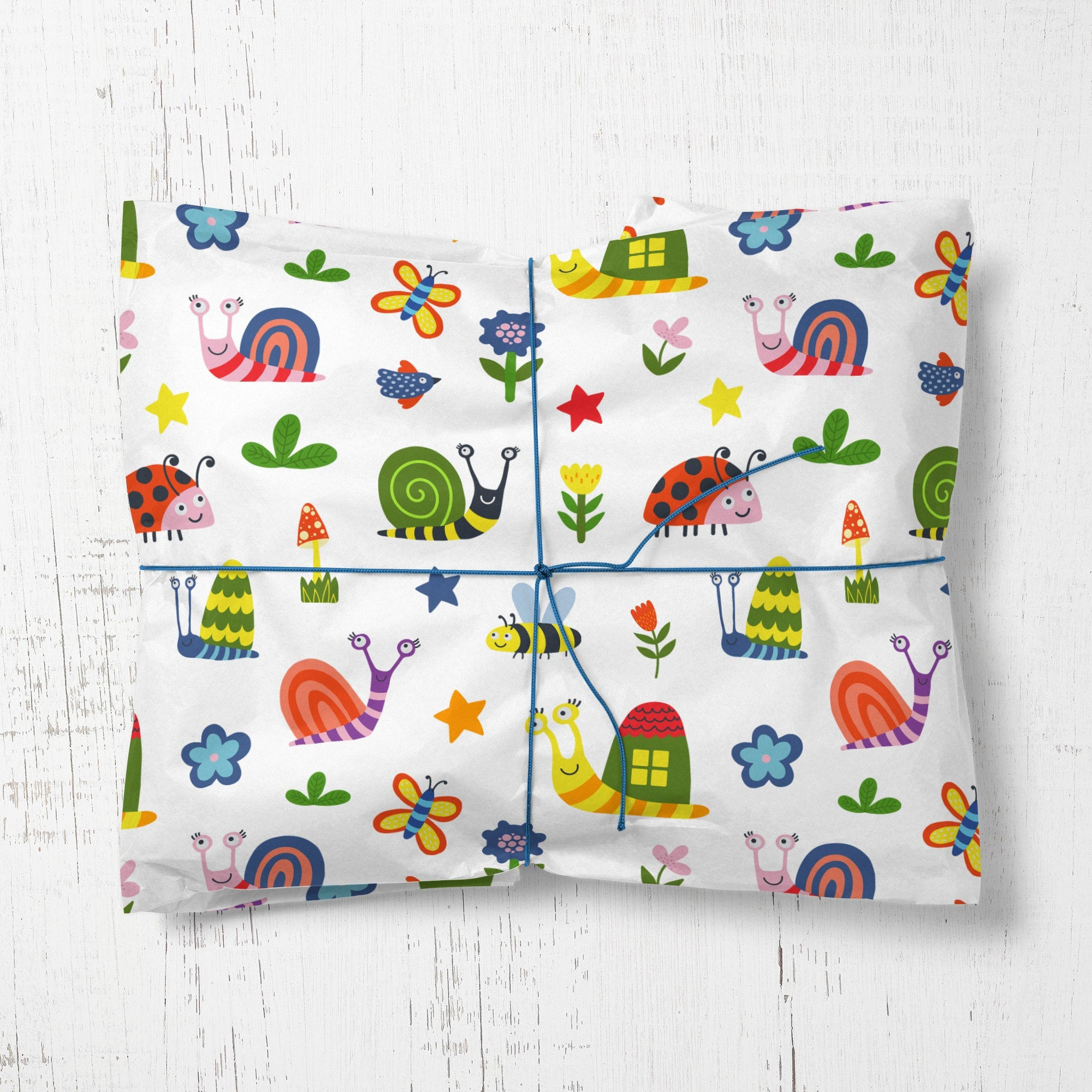 Bug Wrapping Paper Snail Kids Wrapping Paper Bright - Etsy