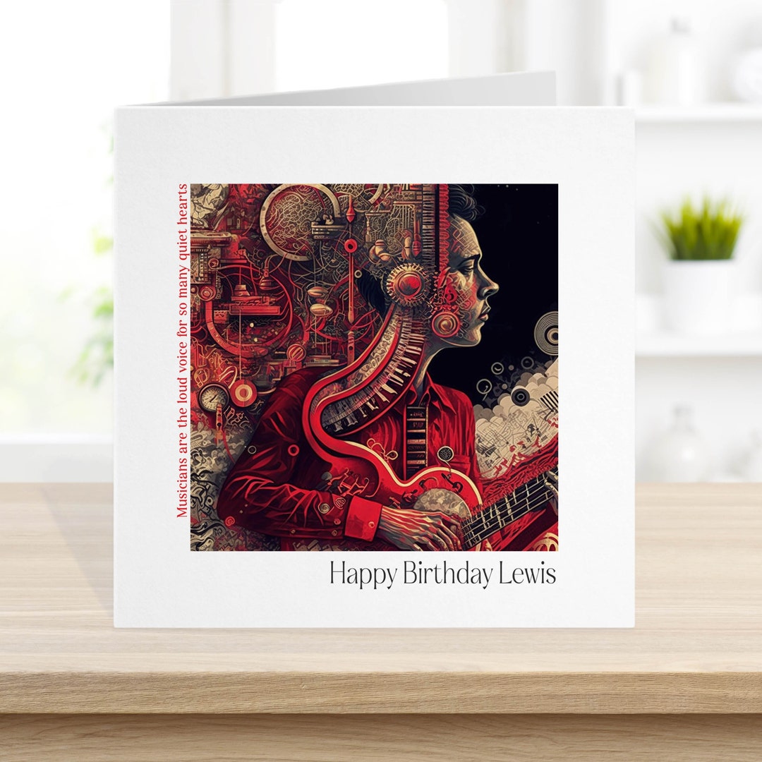 Music Birthday Card, Guitar Musical Musician Card, Birthday Card for ...