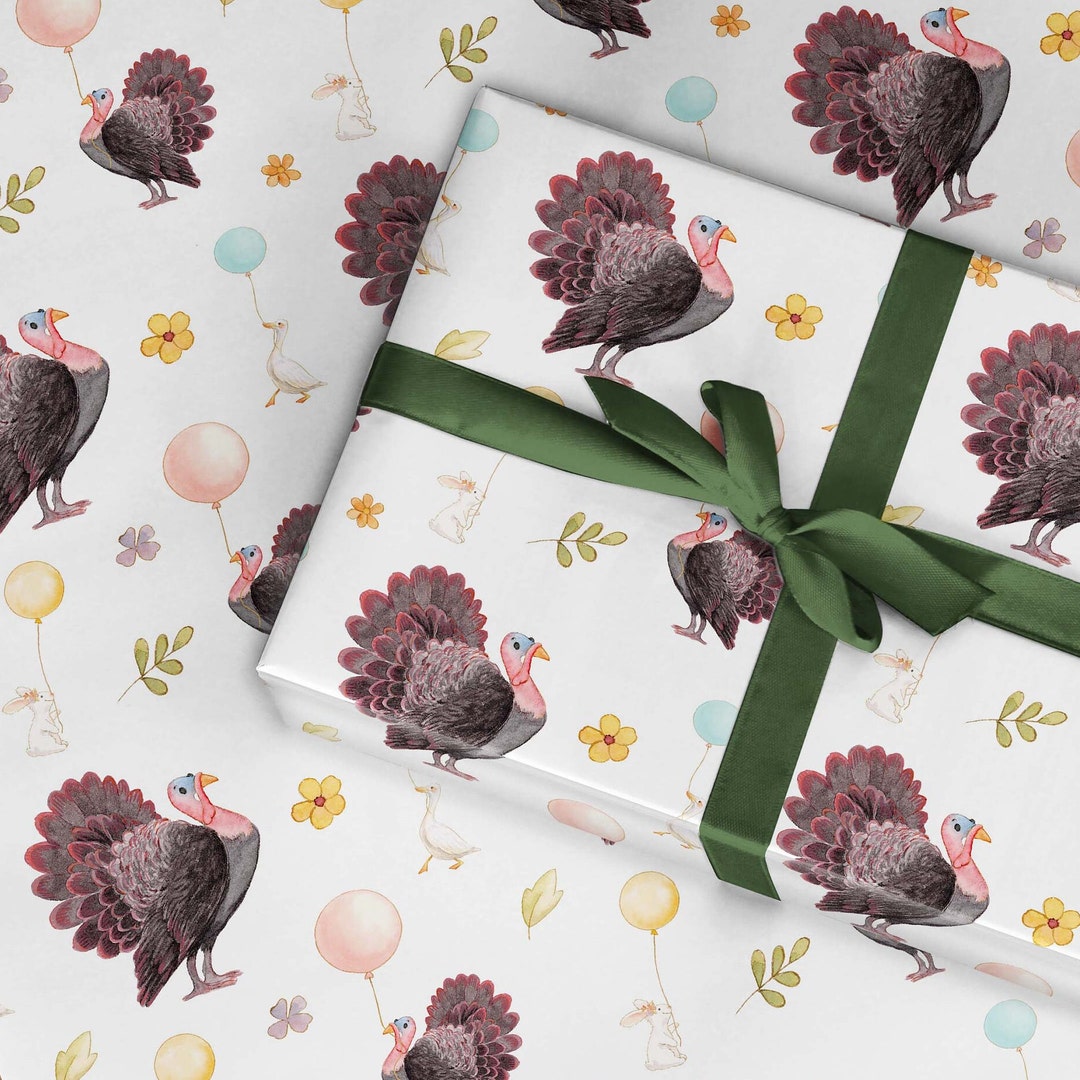 Turkey Gift Wrap: Thanksgiving Christmas Present Paper - Etsy UK