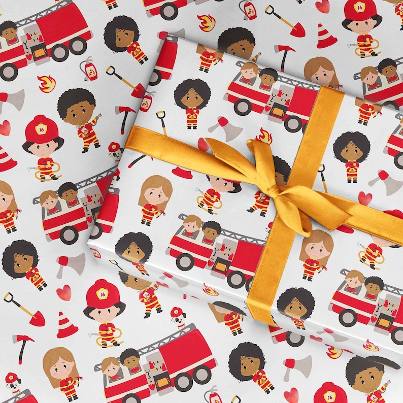 Fireman Wrapping Paper Fire Truck Wrapping Paper Kids - Etsy UK