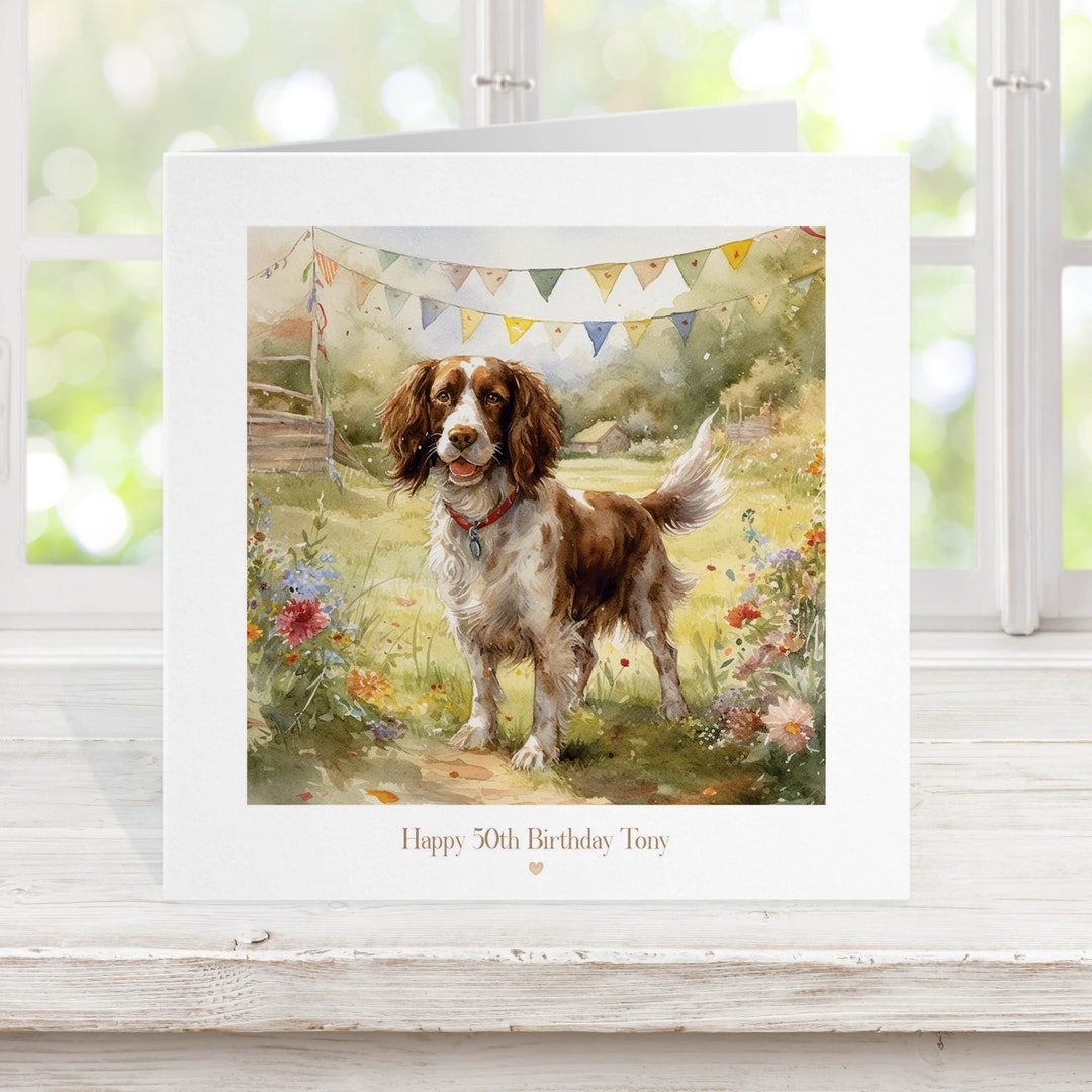 English Springer Spaniel Birthday Card, Personalised Dog Pet Any Age ...