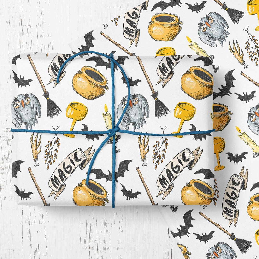Magical Wrapping Paper, Witch Wrapping Paper, Wizard Wiccan Gift Wrap ...