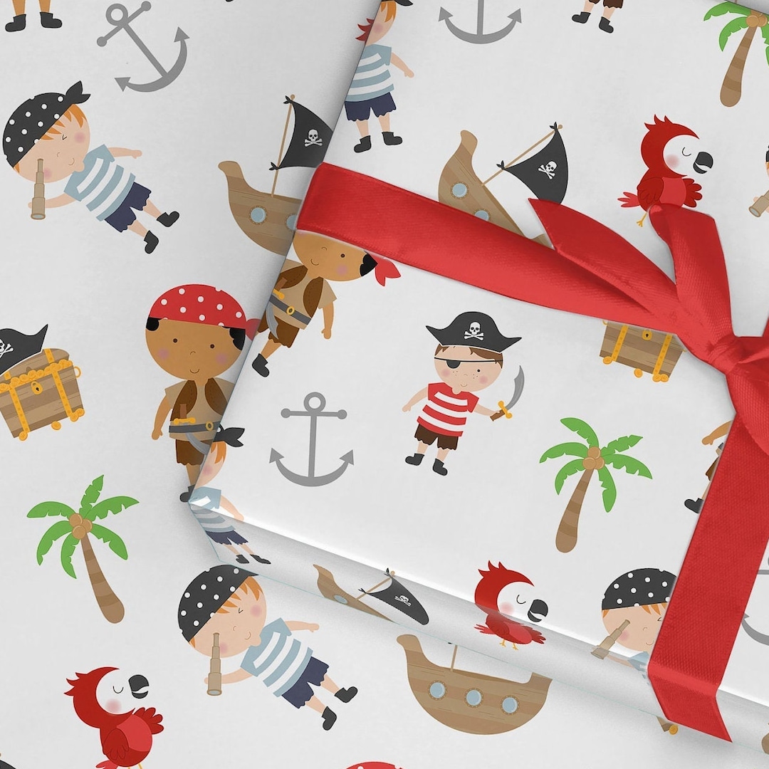 Pirate Wrapping Paper, Childrens Pirate Wrapping Paper, Wrapping Paper ...