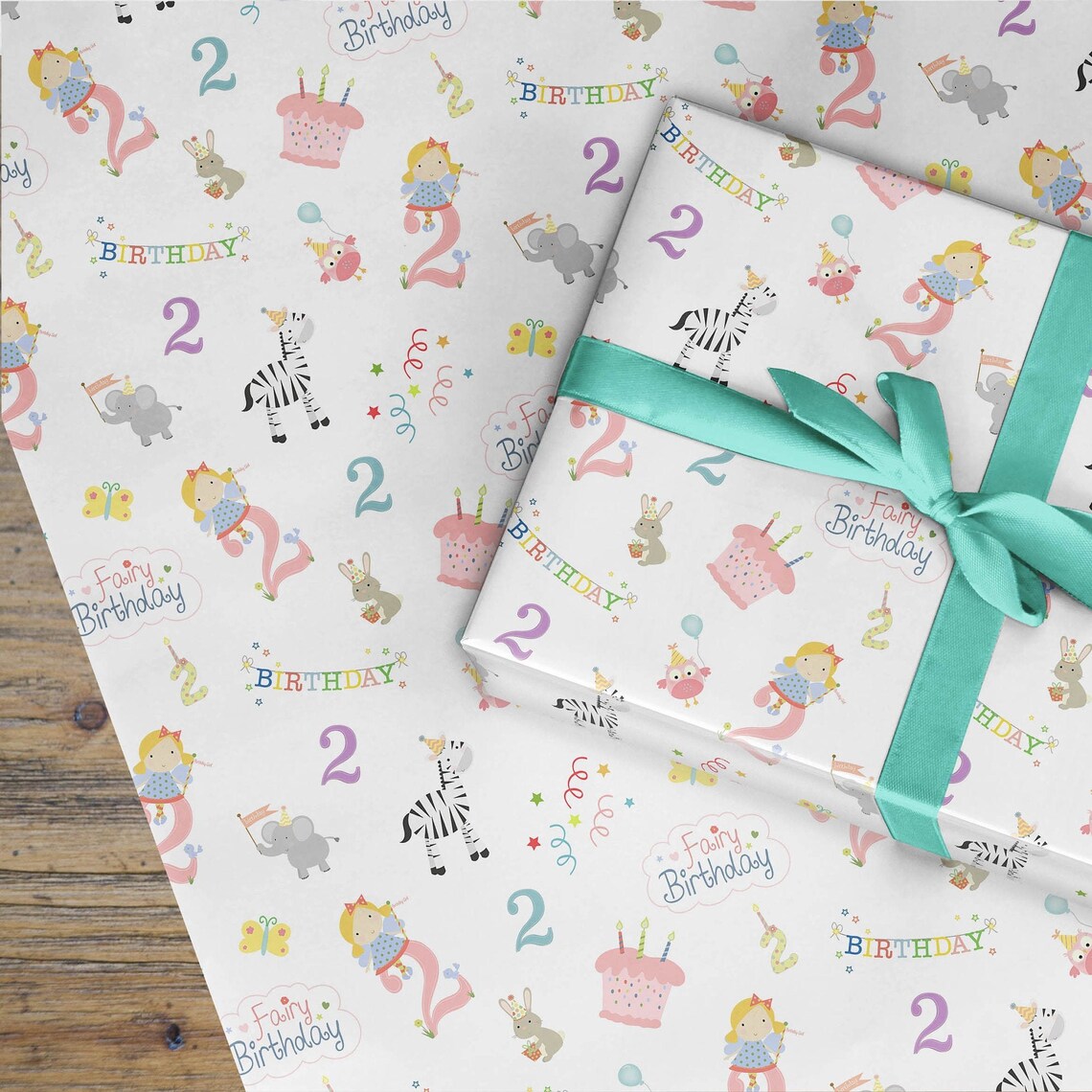 Kids Wrapping Paper Roll 2nd Birthday Wrapping Paper Roll - Etsy