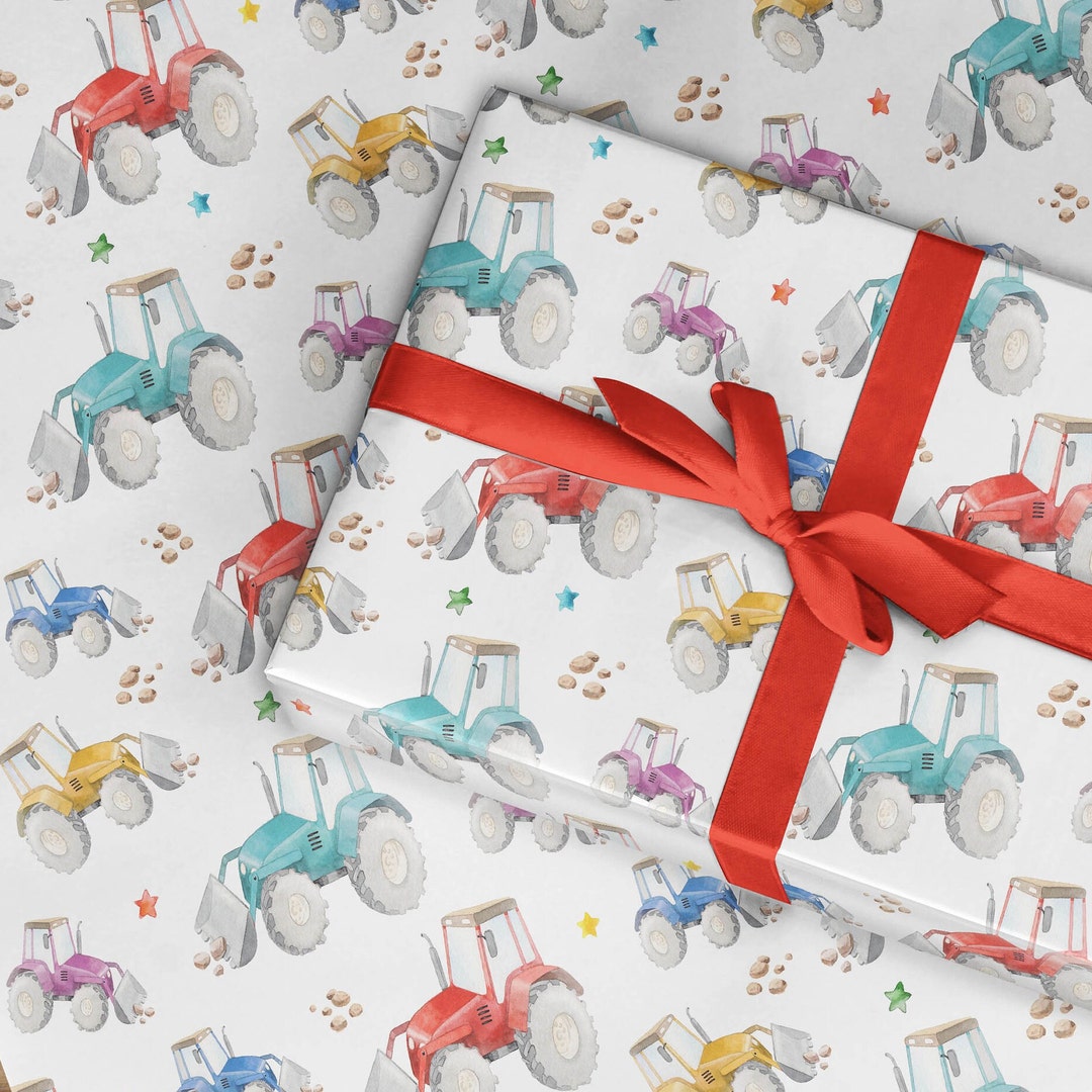 Tractor Wrapping Paper, Digger Wrapping Paper, Boys Mens Wrapping Paper ...