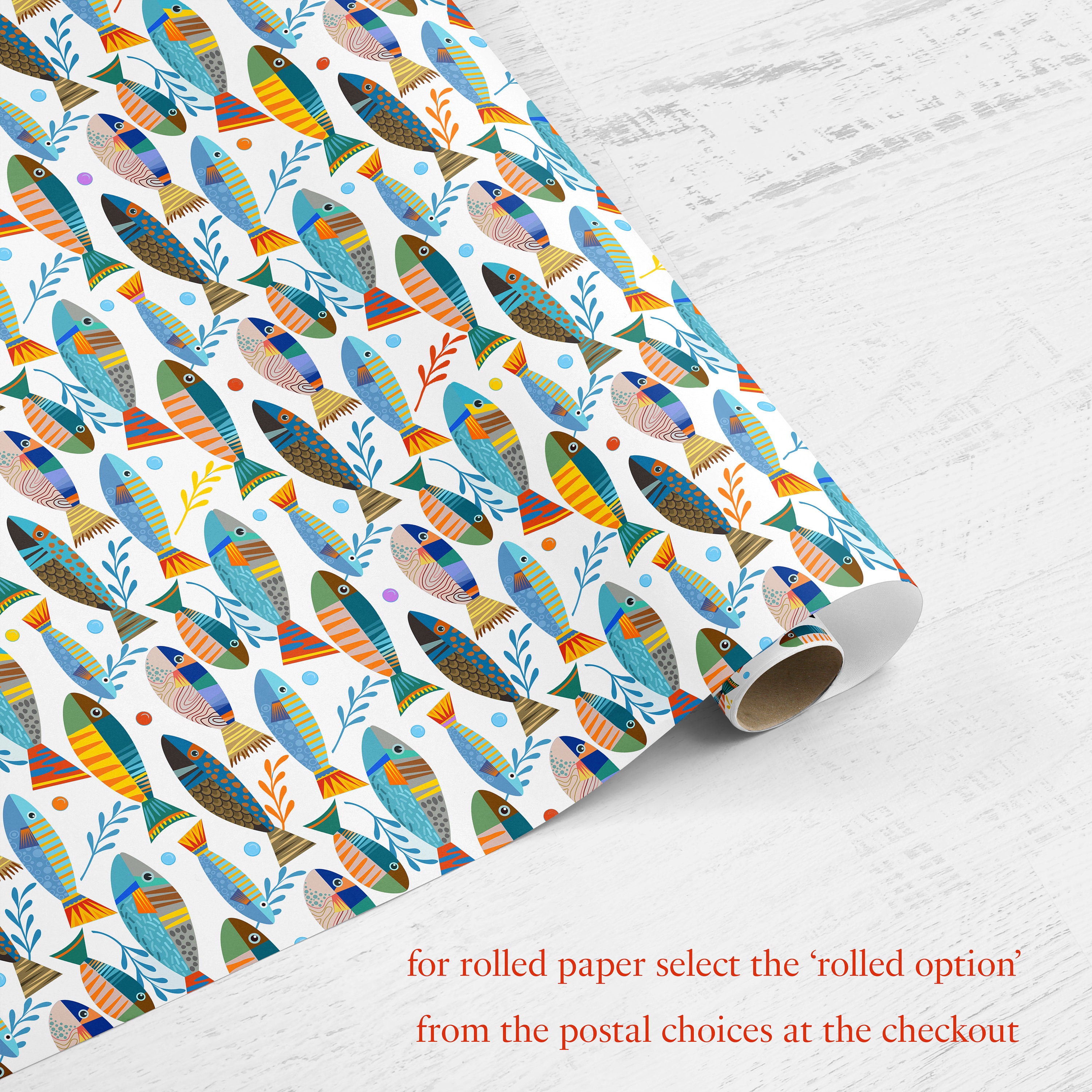 Fish Wrapping Paper Christian Wrapping Paper Coastal Gift - Etsy