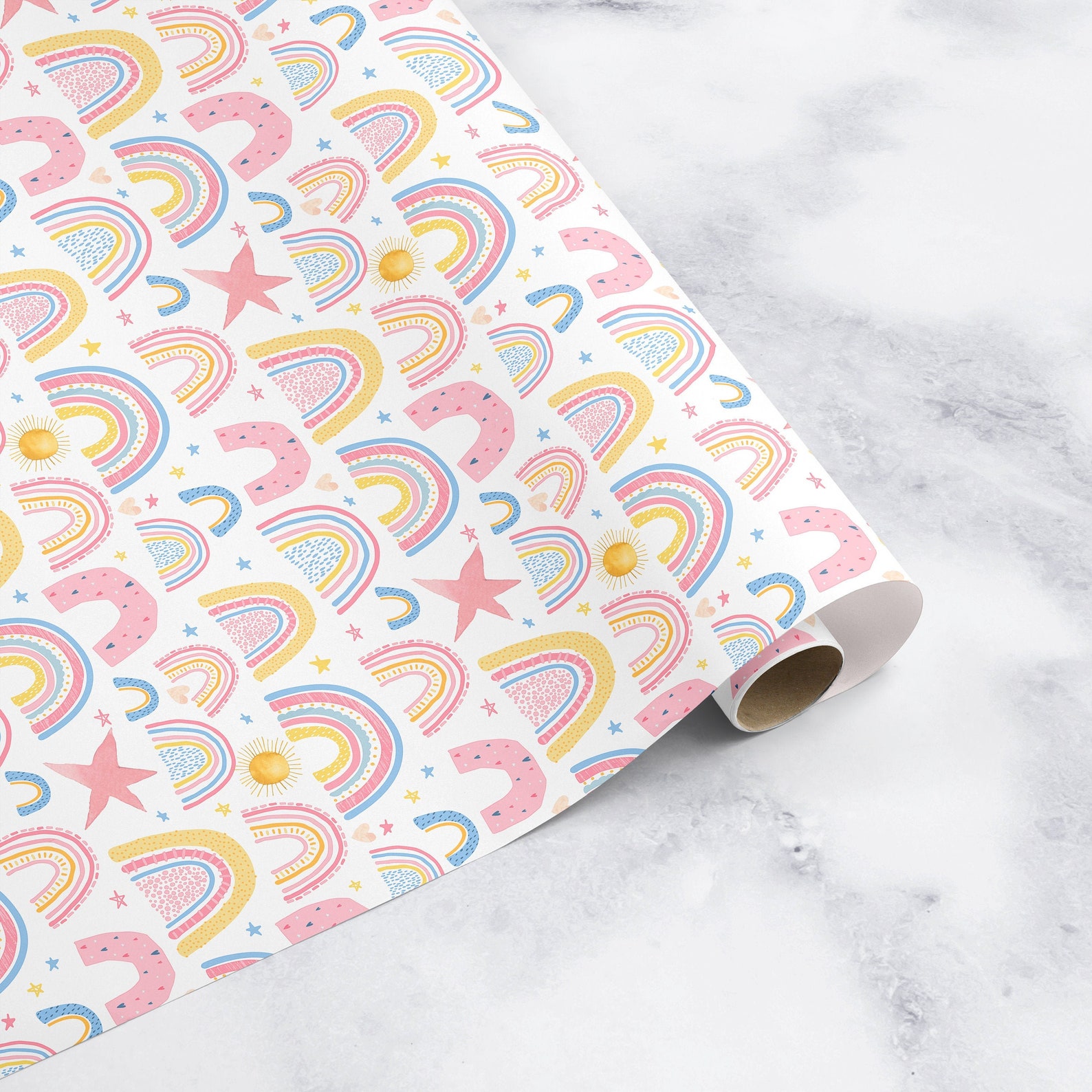 Pink Rainbow Wrapping Paper Rainbow Gift Wrap Rainbow - Etsy