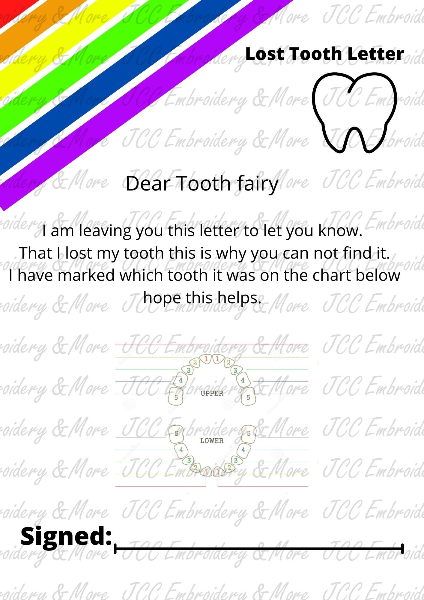 Lost Tooth Letter To The Tooth Fairy Instant Download | Etsy
