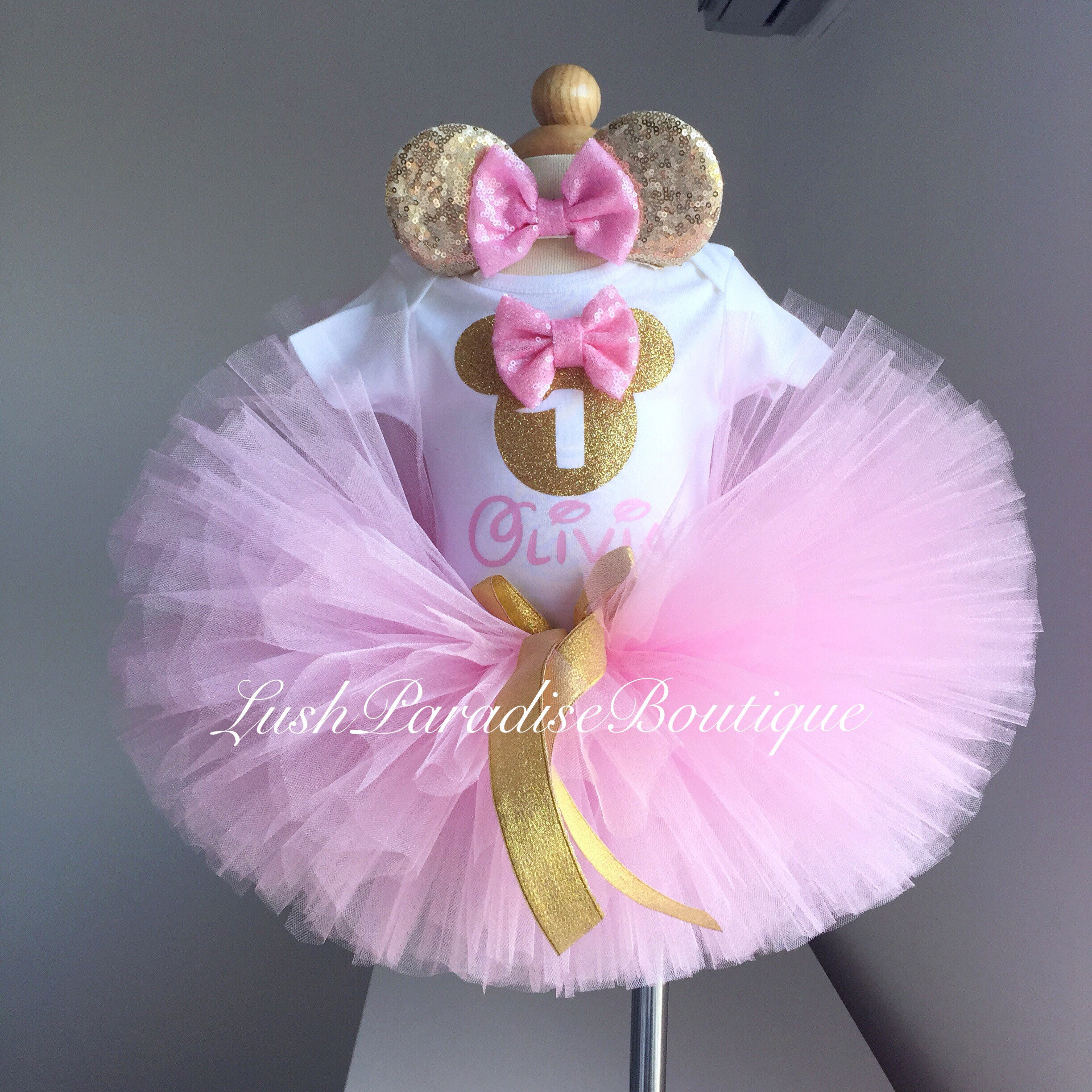 Pink and Gold Minnie Mouse birthday outfit | Etsy