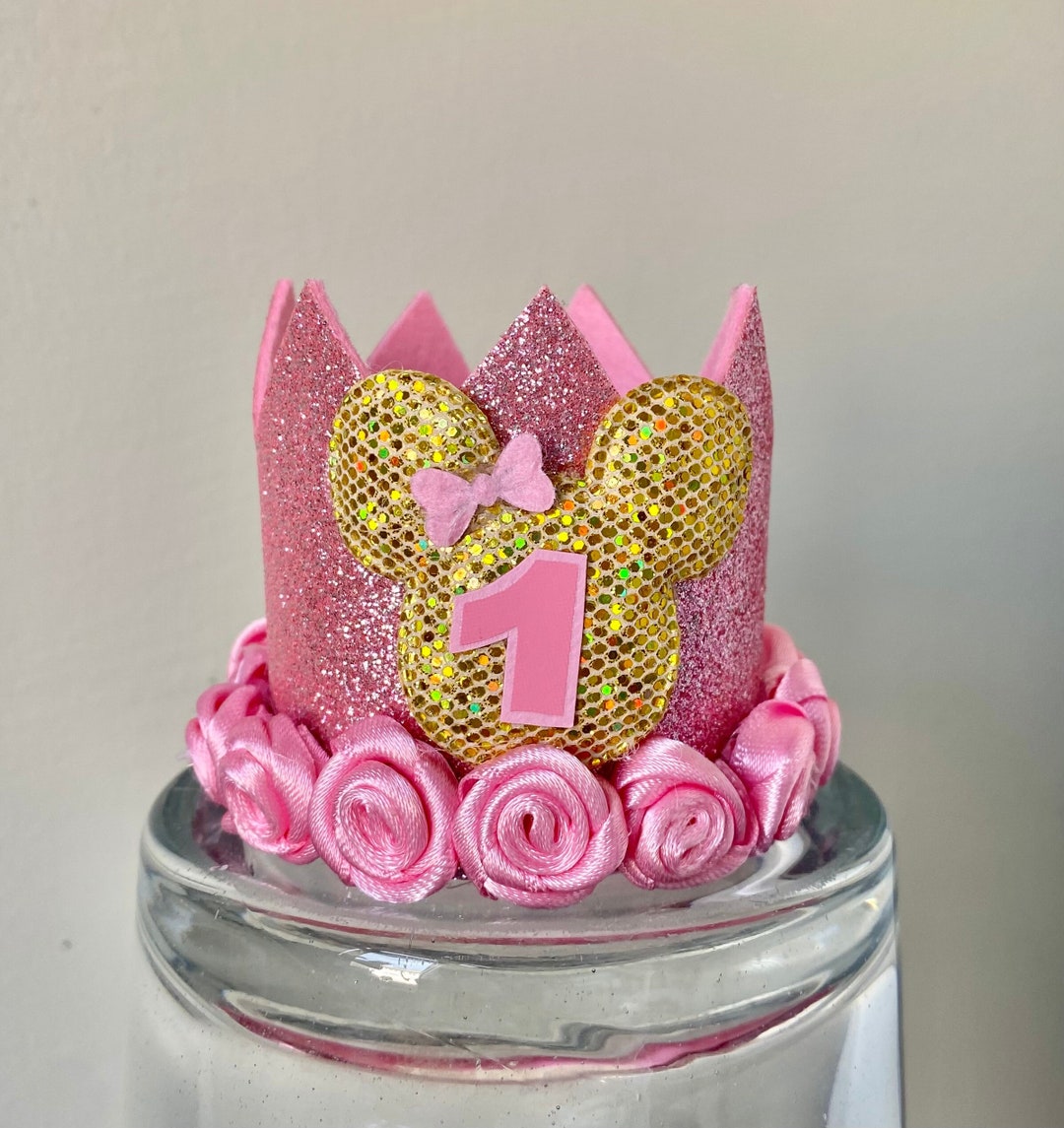 Minnie Mouse Crown. Pink and Gold Crown for Baby Girl. - Etsy