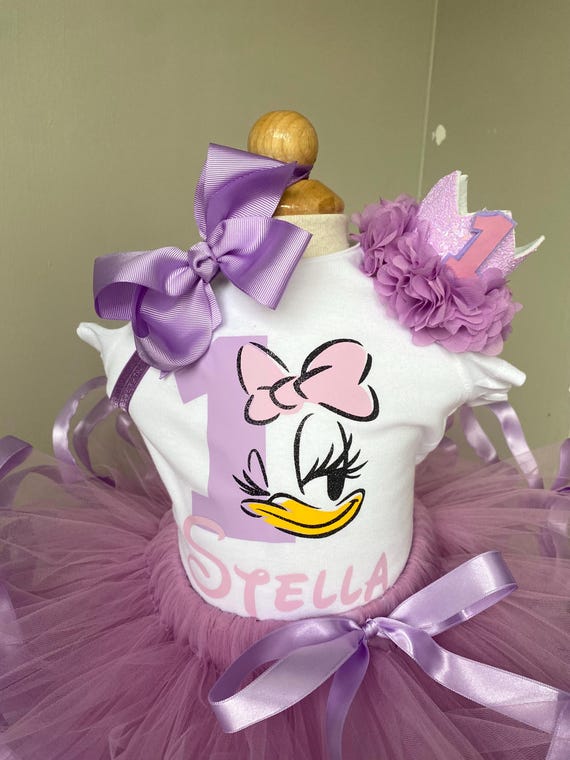 Daisy Duck Tutu Costume Crew Neck Daisy Duck Printed Girl Dress