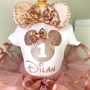 Rose Gold Minnie Mouse Birthday Outfit, Minnie Mouse Birthday Outfit - Etsy