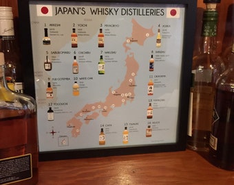 Japan's Whisky Distilleries Map or Poster for Man Cave or Bar, Gift for ...