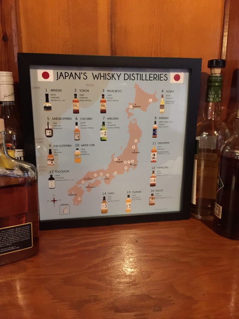 Japan's Whisky Distilleries Map or Poster for Man Cave or - Etsy Norway