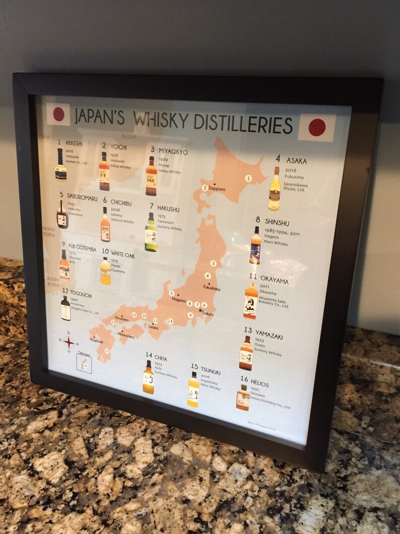 Japan's Whisky Distilleries Map or Poster for Man Cave or | Etsy